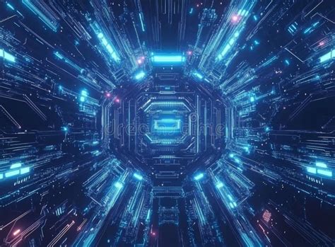 Abstract Representation Digital Circuit Board Glowing Pathways Nodes