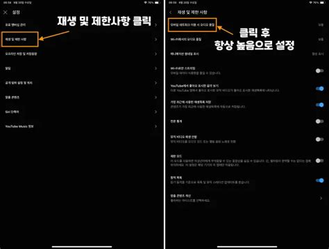 유튜브 뮤직 고음질 적용 방법