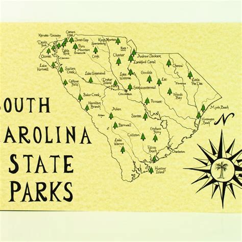 South Carolina State Park Map Etsy