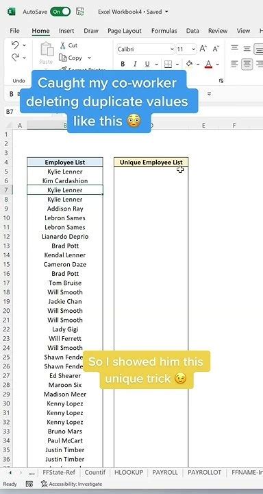 Excels Unique Function Is A Unique Way To Remove Duplicate Values From
