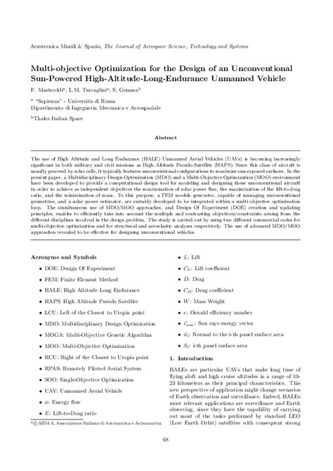 Pdf Multi Objective Optimization For The Design Of An Unconventional