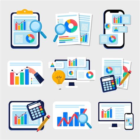 Premium Vector Business Analysis Items Set