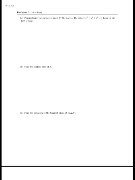 solved parameterize the surface s given by the part of the