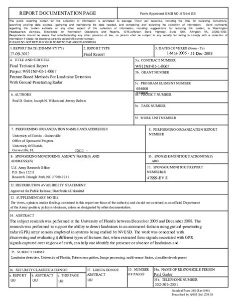 Pdf Feature Based Methods For Landmine Detection With Ground Penetrating Radar