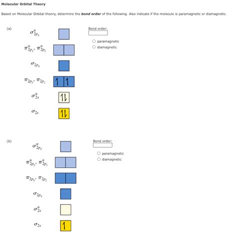 Solved Molecular Orbital Theory Based On Molecular Orbital Chegg Com