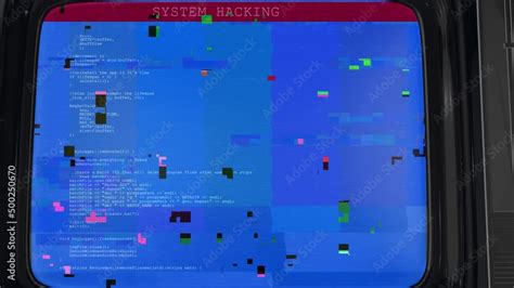system hacking digits moving on screen concept of digital 3d
