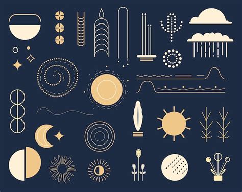 Premium Vector Celestial And Nature Decorative Elements Set