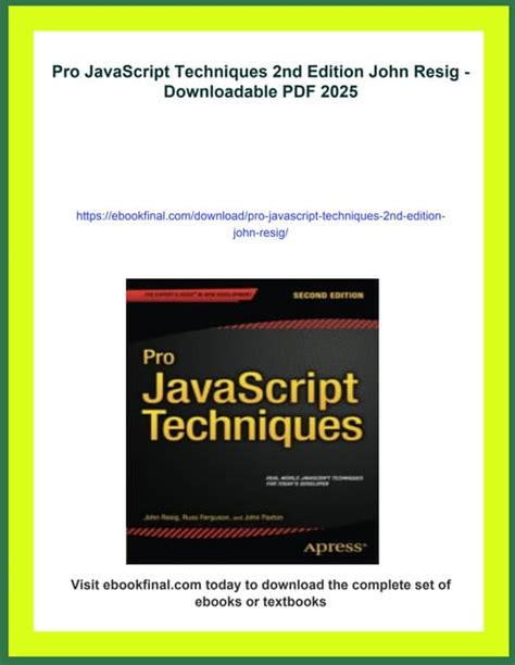 Pro Javascript Techniques 2nd Edition John Resig Pdf