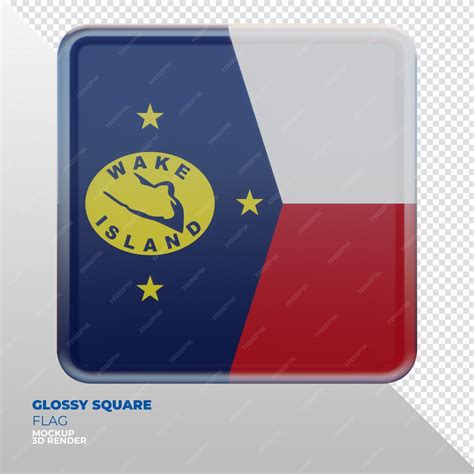 Premium Psd Realistic 3d Textured Glossy Square Flag Of Wake Island