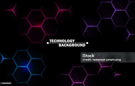 육각형 패턴 추상 기술 배경 데이터 기술 배경입니다 어두운 배경에 점과 선을 연결합니다 벡터 그림입니다 에피소드2 벌집에 대한 스톡 벡터 아트 및 기타 이미지 Istock