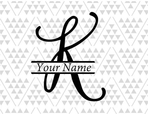 Monogram Letter K Split Letter K Silhouette Files Digital Etsy Vine