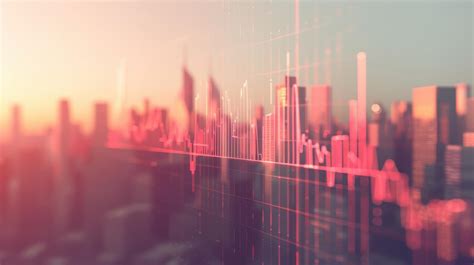 City Skyline With Financial Graph Overlay At Sunset Representing Economic Analysis Business