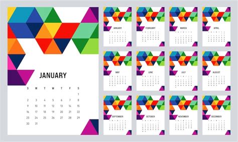 Дизайн шаблона календаря на 2022 год ежемесячный планировщик для печати с красочной