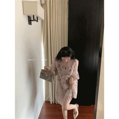 플리츠 프릴 원피스 여성 봄 허리 랩 슬림 A라인 스커트 숏 스커트