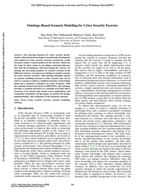 Ontology Based Scenario Modeling For Cyber Security Exercise Pdf