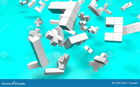white three dimensional cubic figures are 3d render stock illustration