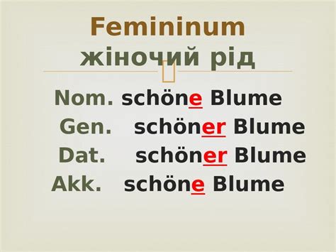 Презентація на тему Відмінювання прикметників в німецькій мові Презентація Німецька мова