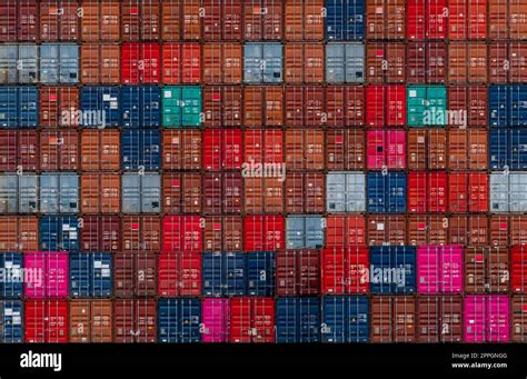 stack of logistics container cargo and shipping business container