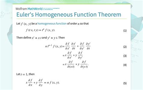 Eulers Homogeneous Function Theorem From Wolfram Mathworld