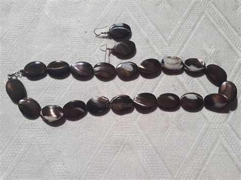 Колие и обици от седеф Дамско бижу Полускъпоценни камъни Бижута Нови Искър Колие 50 см