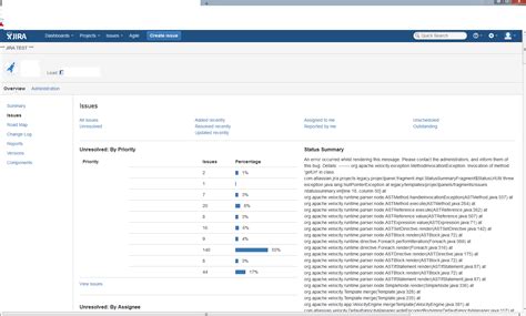 get npe error message when access to project status summary jira