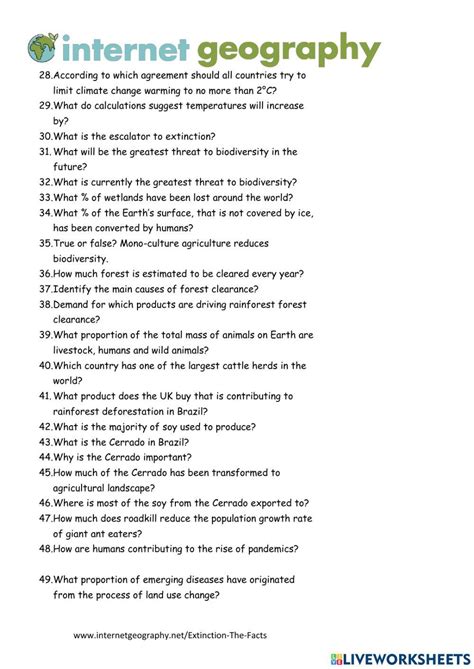 Extinction The Free Interactive Worksheets 1329276