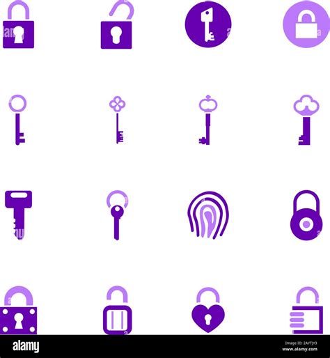 Lock And Key Icons Set Stock Vector Image Art Alamy