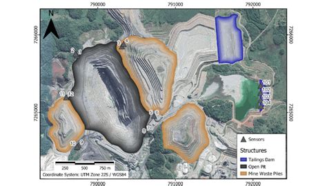 Sensor Array From The Open Pit 1 To 12 And Tailings Dam 101 To 104