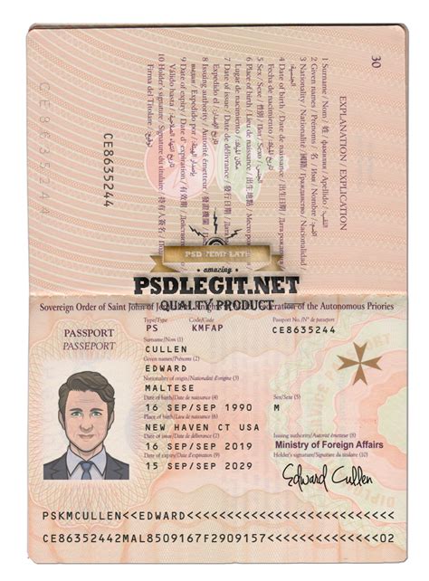 Malta Passport Psd Template Psdlegit