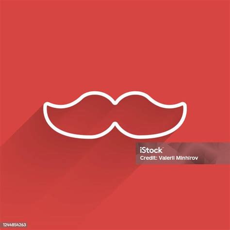 긴 그림자로 격리 된 흰색 선 콧수염 아이콘입니다 이발소 기호입니다 얼굴 헤어 스타일입니다 벡터 일러스트레이션 가공의 인물에 대한 스톡 벡터 아트 및 기타 이미지 Istock