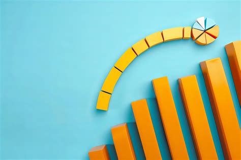 Colorful Bar Graph And Pie Chart On A Blue Background Representing Financial Growth Business