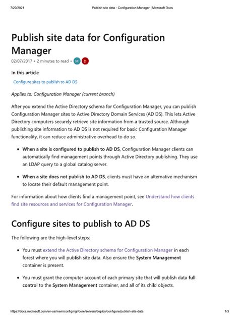 Appendix C Publish Site Data For Configmgr Pdf