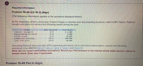 Solved Required Information Problem 10 46 Lo 10 2 Algo