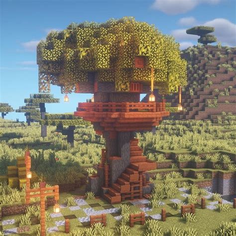 Minecraft Builds Creations On Instagram Acacia Treehouse Build