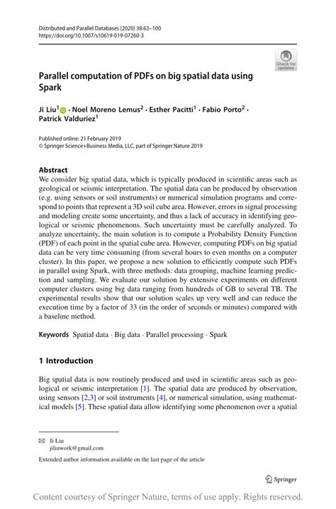 Parallel Computation Of Pdfs On Big Spatial Data Using Spark Request Pdf