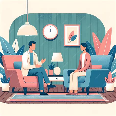 Therapist Amp Client Dialogue Calming Therapy Session In Flat Illustration Premium Ai