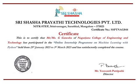Machinelearning Python Ai Datascience Internship Skilldevelopment G Ganesha