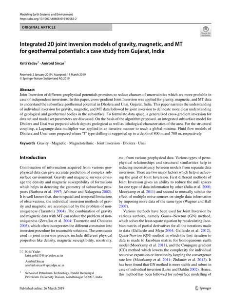 Pdf Integrated 2d Joint Inversion Models Of Gravity Magnetic And Mt For Geothermal