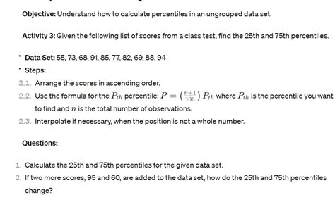 Solved Objective Understand How To Calculate Percentiles In An