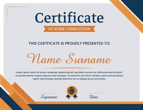 20 Work Completion Certificate Templates For Word Edit