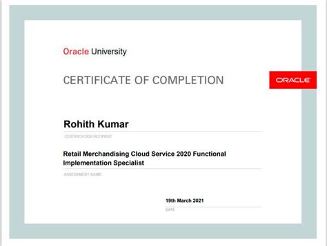 Oraclecloud Oraclecertified Oracleretail Rohith Kumar Bandaru