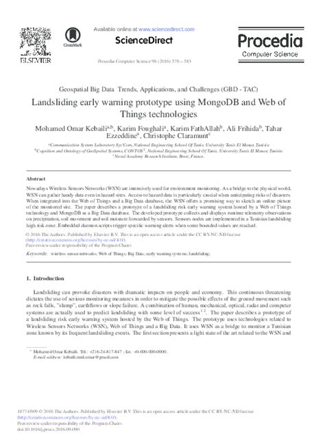 Pdf Landsliding Early Warning Prototype Using Mongodb And Web Of Things Technologies