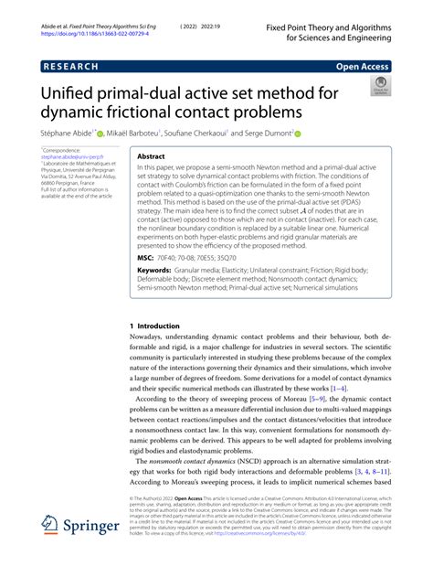 Pdf Unified Primal Dual Active Set Method For Dynamic Frictional
