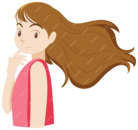 Premium Vector Beautiful Woman Has Long Hair In Pink Dress