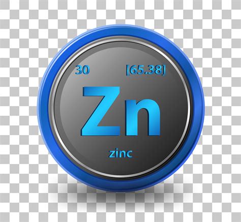 Zinc Chemical Element Chemical Symbol With Atomic Number And Atomic Mass 1848773 Vector Art At
