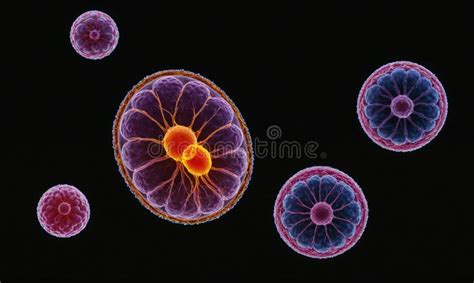 A Close Up View Of A Dividing Cell Showing The Process Of Cell