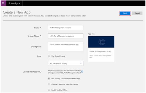create custom portal management app power apps microsoft learn