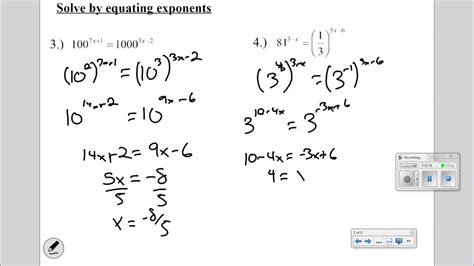 Solving Exponential Equations And Inequalities 7 6 Day 1 Algebra Ii Youtube