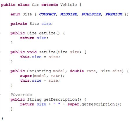 Solved Public Class Car Extends Vehicle Enum Size