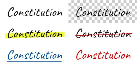 Constitution 손으로 쓴 텍스트 강조 표시 줄이 그어짐 빈 배경에 밑줄 긋기 개체 그룹에 대한 스톡 벡터 아트 및 기타 이미지 Istock